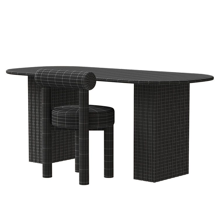 Maya Travertine Desk and chair (393105) 3D model - Download 3D model ...