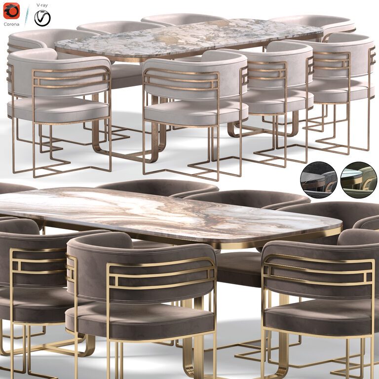 Casa Padrino luxury dining table and chair (394155) 3D model - Download ...