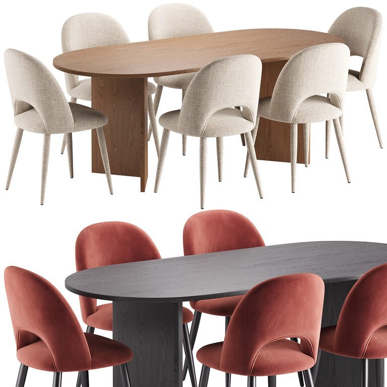 Rachel Dining Chair and Toni Dining Table (395245) 3D model - Download ...