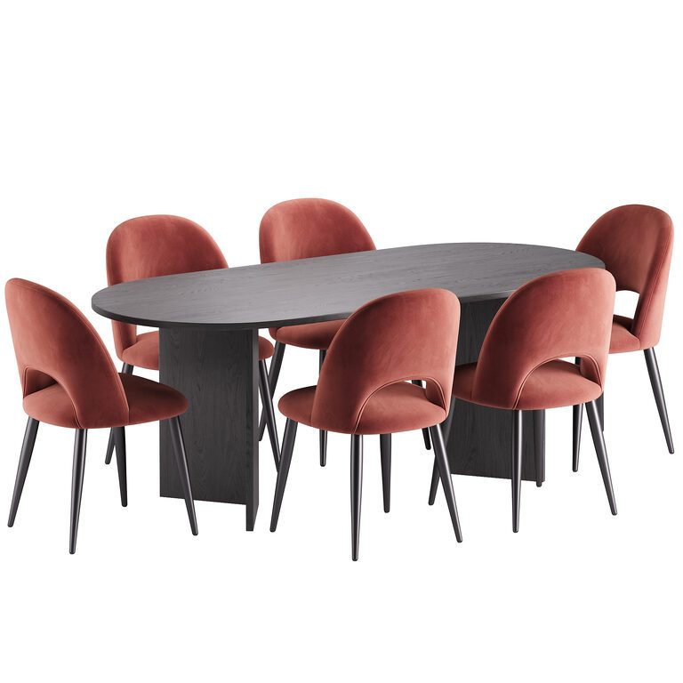 Rachel Dining Chair and Toni Dining Table (395245) 3D model - Download ...