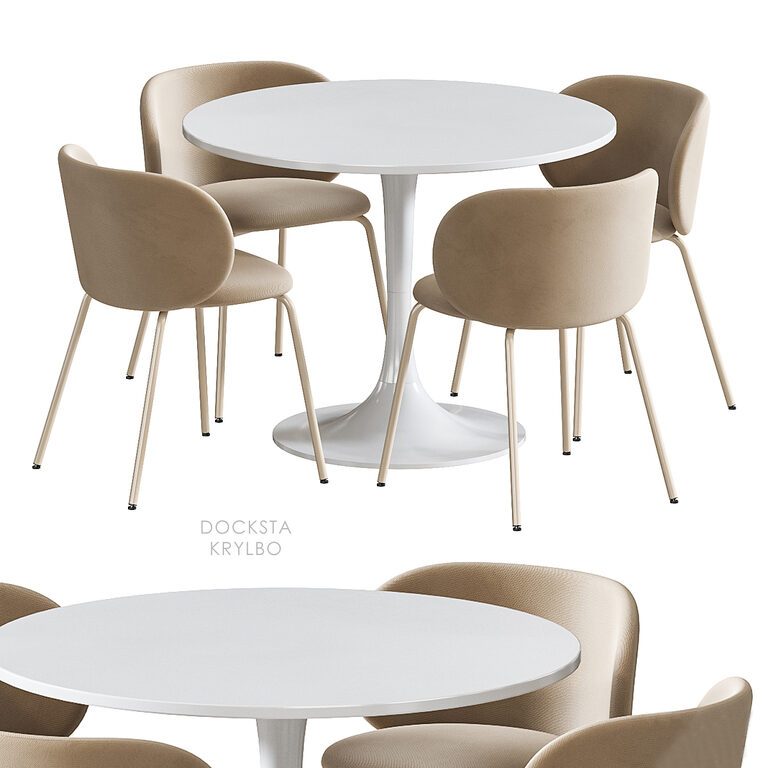 IKEA DOCKSTA KRYLBO Table and Chairs (395564) 3D model - Download 3D ...