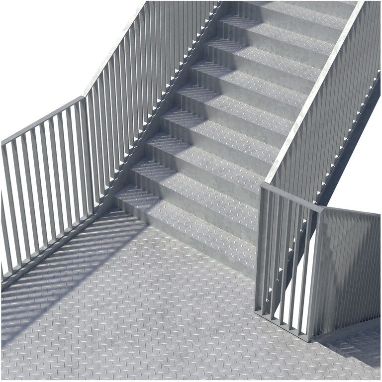Exterior stairs 3D models - Type of exterior stairs: u-shaped | 3d-baza.com