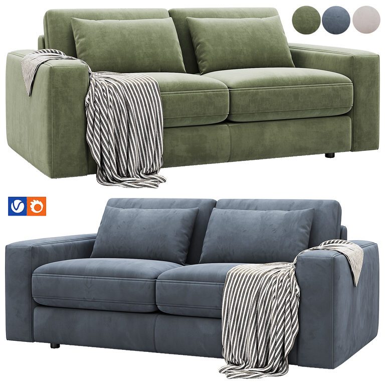 Kipton Wide Arm Nubuck Leather Sofa 211 By Arhaus (395725) 3D model ...