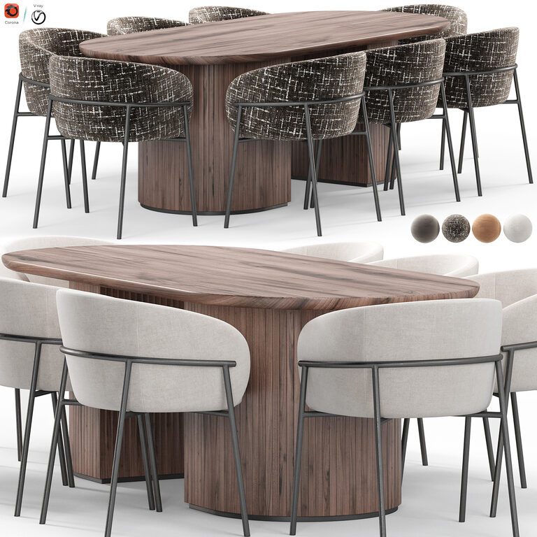 RIMO chair and GUBI Moon Elliptical Dining Table (396127) 3D model ...