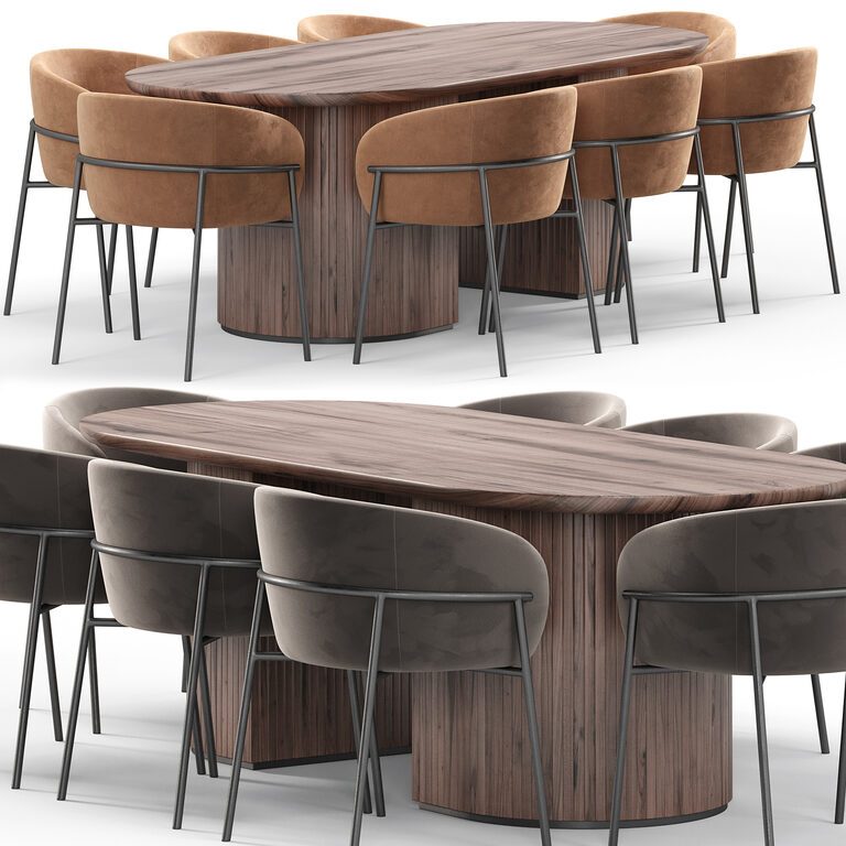 RIMO chair and GUBI Moon Elliptical Dining Table (396127) 3D model ...
