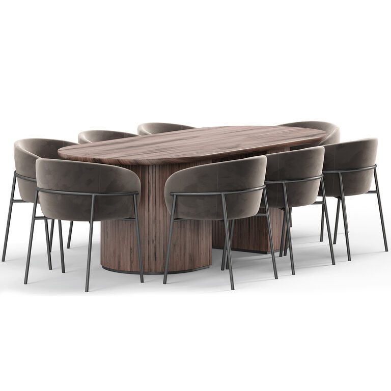 RIMO chair and GUBI Moon Elliptical Dining Table (396127) 3D model ...