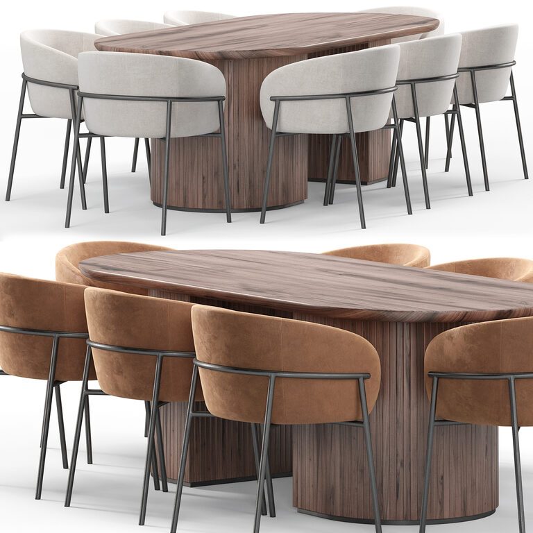 RIMO chair and GUBI Moon Elliptical Dining Table (396127) 3D model ...