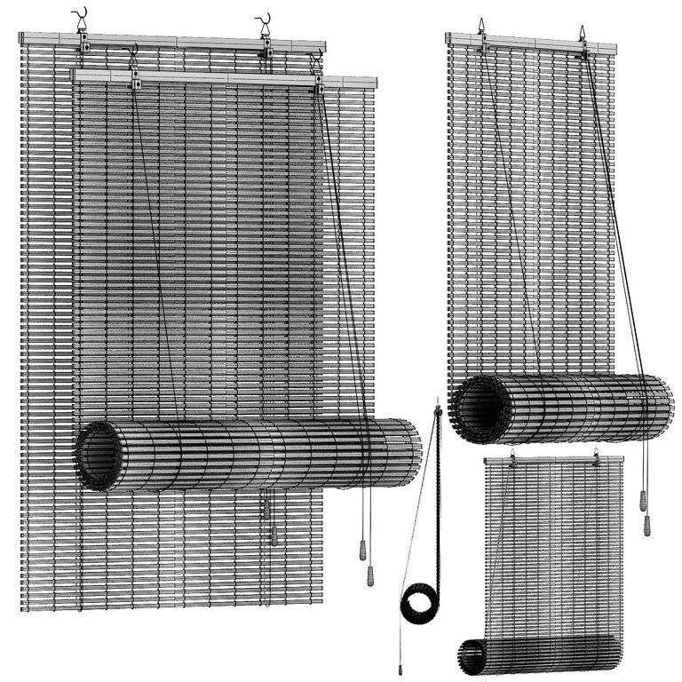 Bamboo curtains roller blinds (396567) 3D model - Download 3D model ...