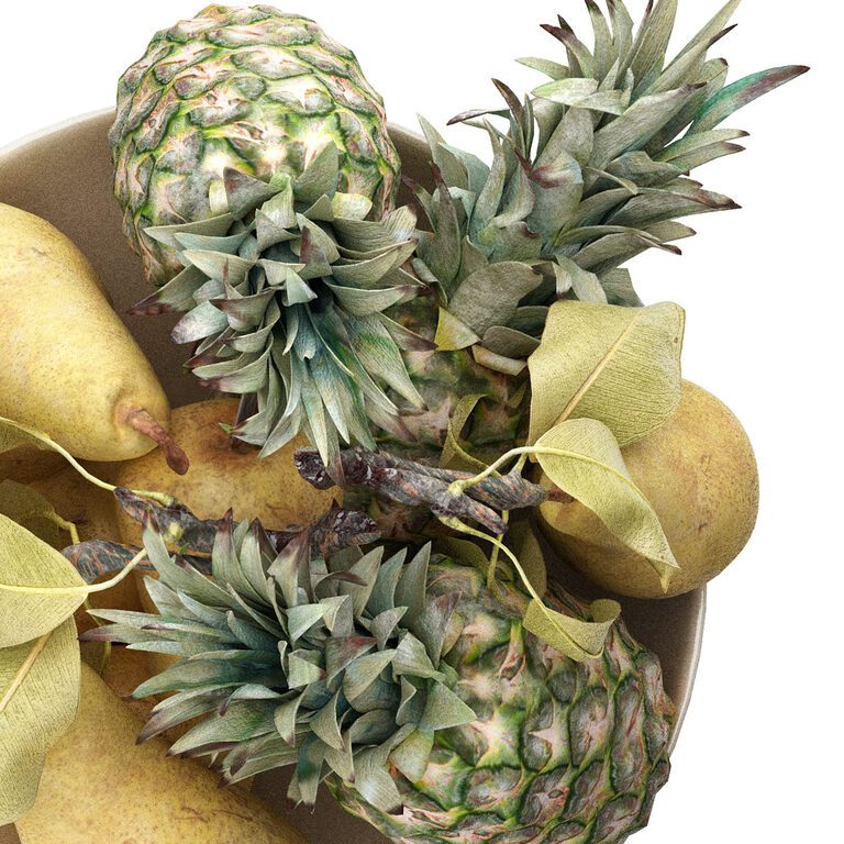 Bowl of pear and pineapple fruit (398435) 3D model - Download 3D model ...