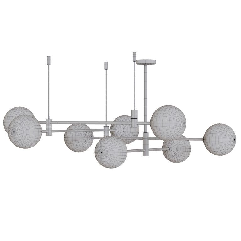 Chandelier with glass shades on rods (402618) 3D model - Download 3D ...