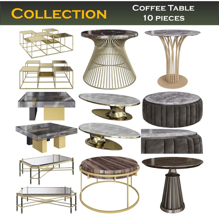 Collection Coffee Table low poly 10 pieces (43586) 3D model - Download ...