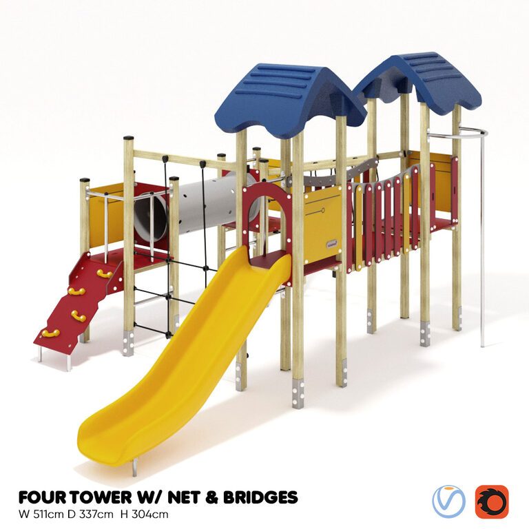 Kompan Tower W/ Net & Bridges (43653) 3D model - Download 3D model ...