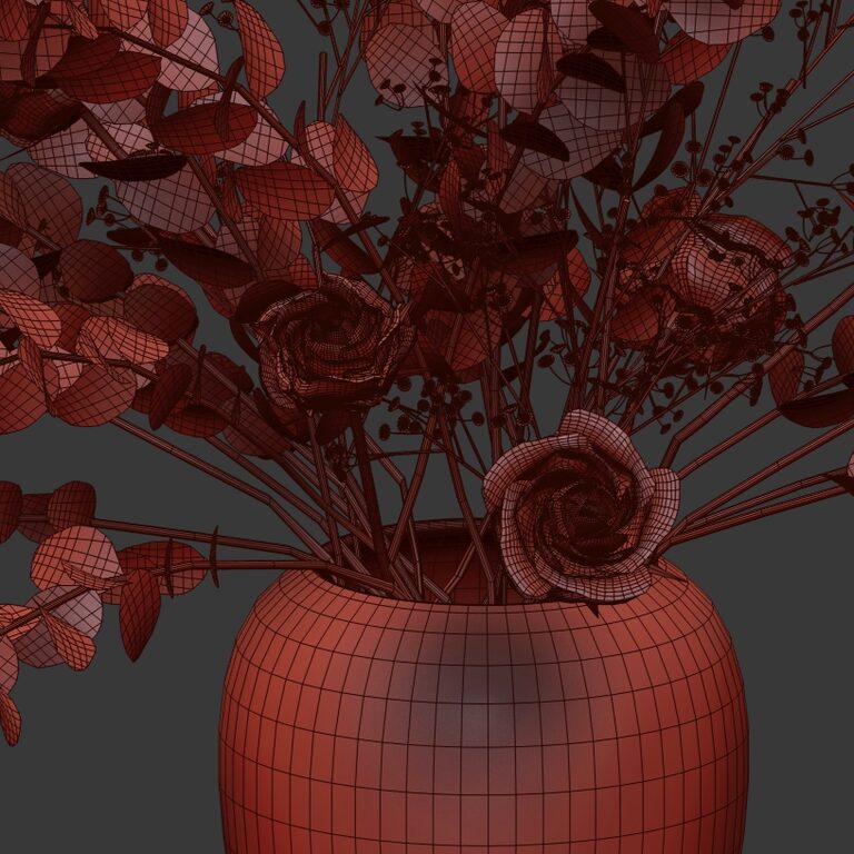 Roses, gypsophila and eucalyptus bouquet (44749) 3D model - Download 3D ...