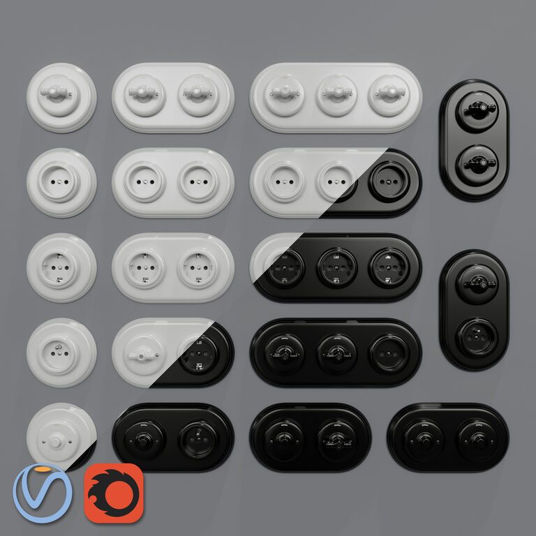 Garby Colonial by Fontini Ceramic sockets and switches (66494) 3D model ...