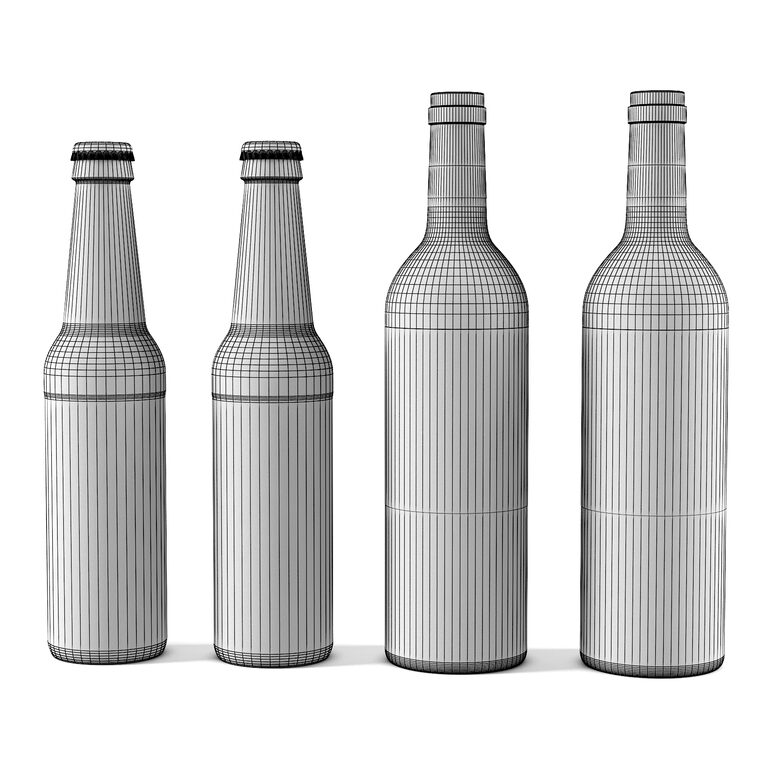 Glass bottles (88731) 3D model - Download 3D model Glass bottles (88731 ...